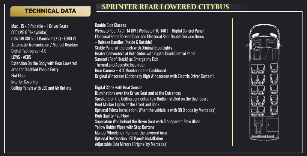 Mercedes Sprinter Rear Lowered Citybus – Tekaydınlar Minibüs Dizayn